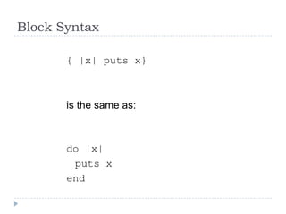 2 Slides Conditionals Iterators Blocks Hashes Arrays | PPTX
