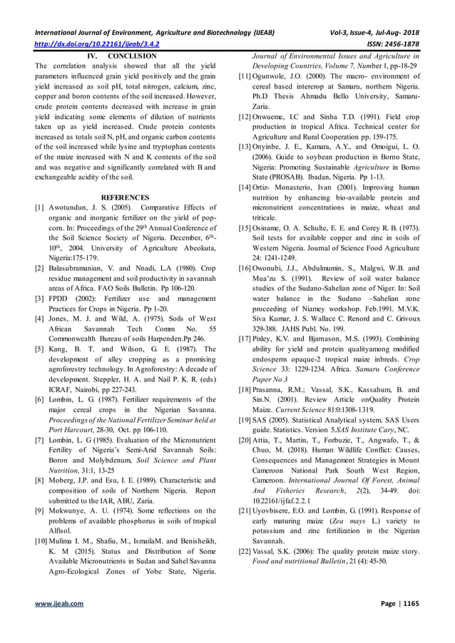 Soil - Plant Nutrient Correlation Analysis of Maize Varieties at the ...