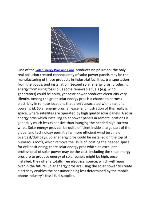 2 solar energy pros and cons | PDF