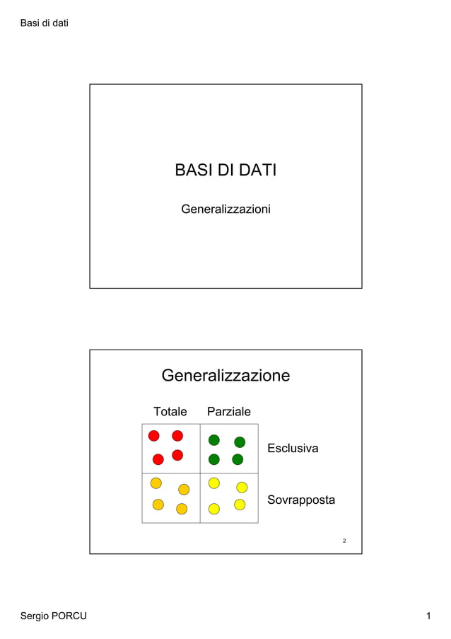 Soluzione generalizzazioni in diagrammi ER | PDF