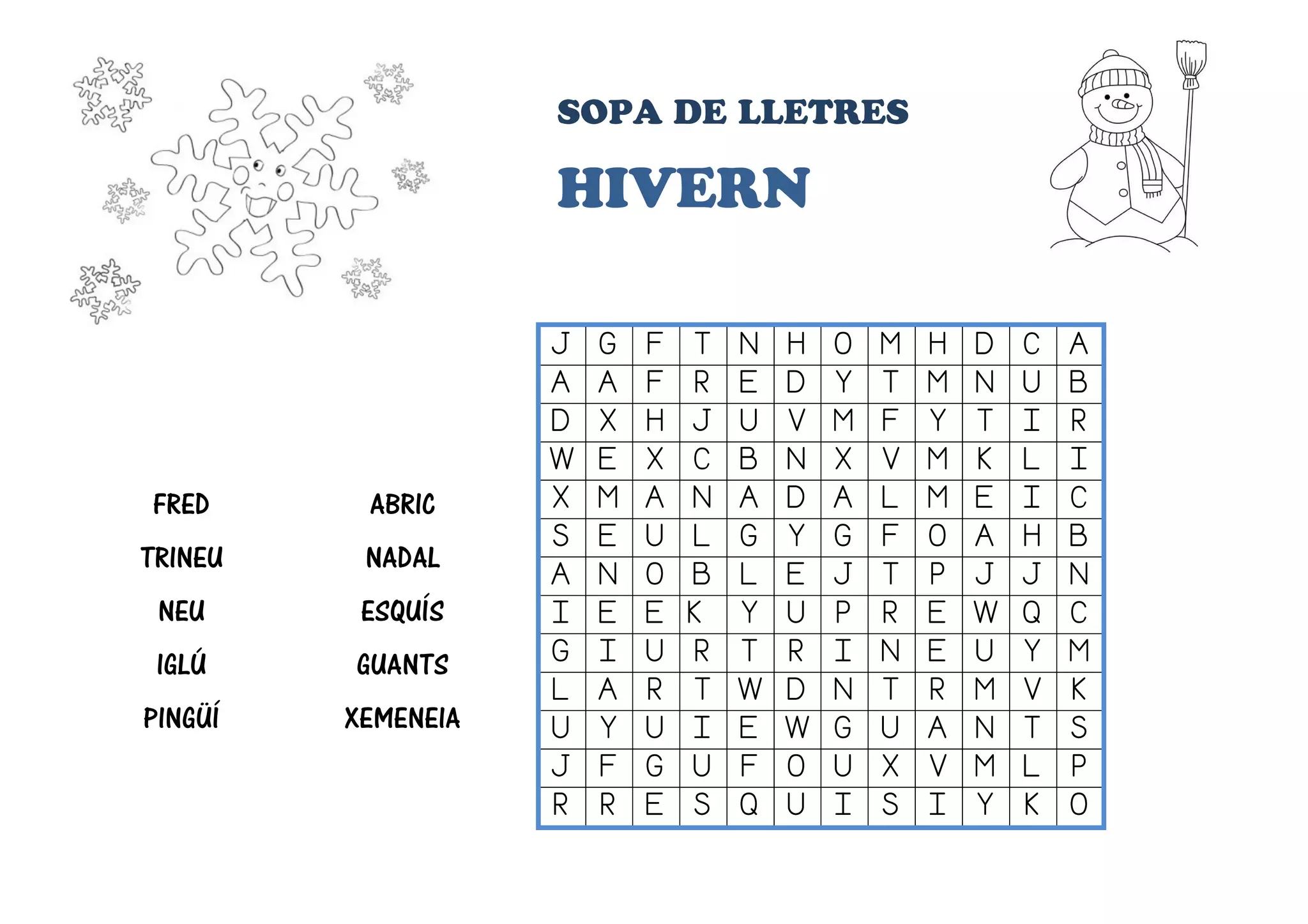 2 sopa de lletres hivern | PDF | Games and Puzzles | Hobbies & Interests
