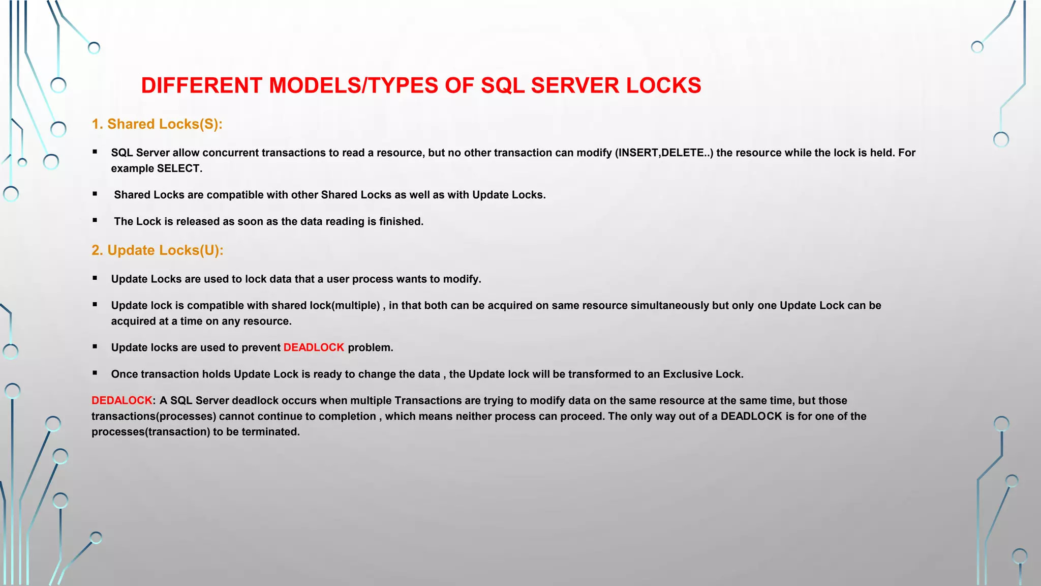 Sql Locks Presentation Ppt