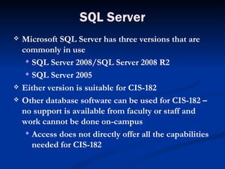 SQL overview and software | PPT