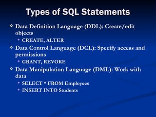 SQL overview and software | PPT