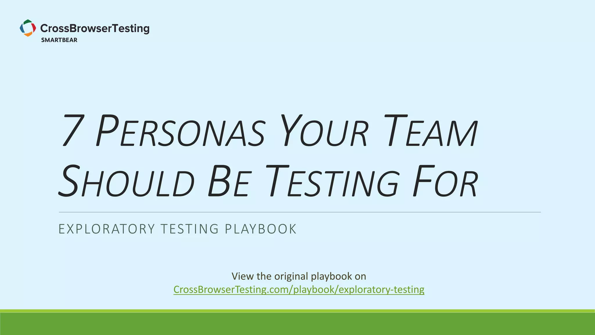 Exploratory Testing Personas Playbook | PPT