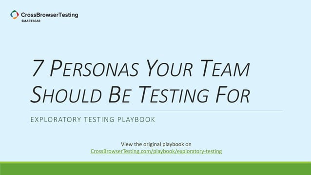 Exploratory Testing Personas Playbook | PPT