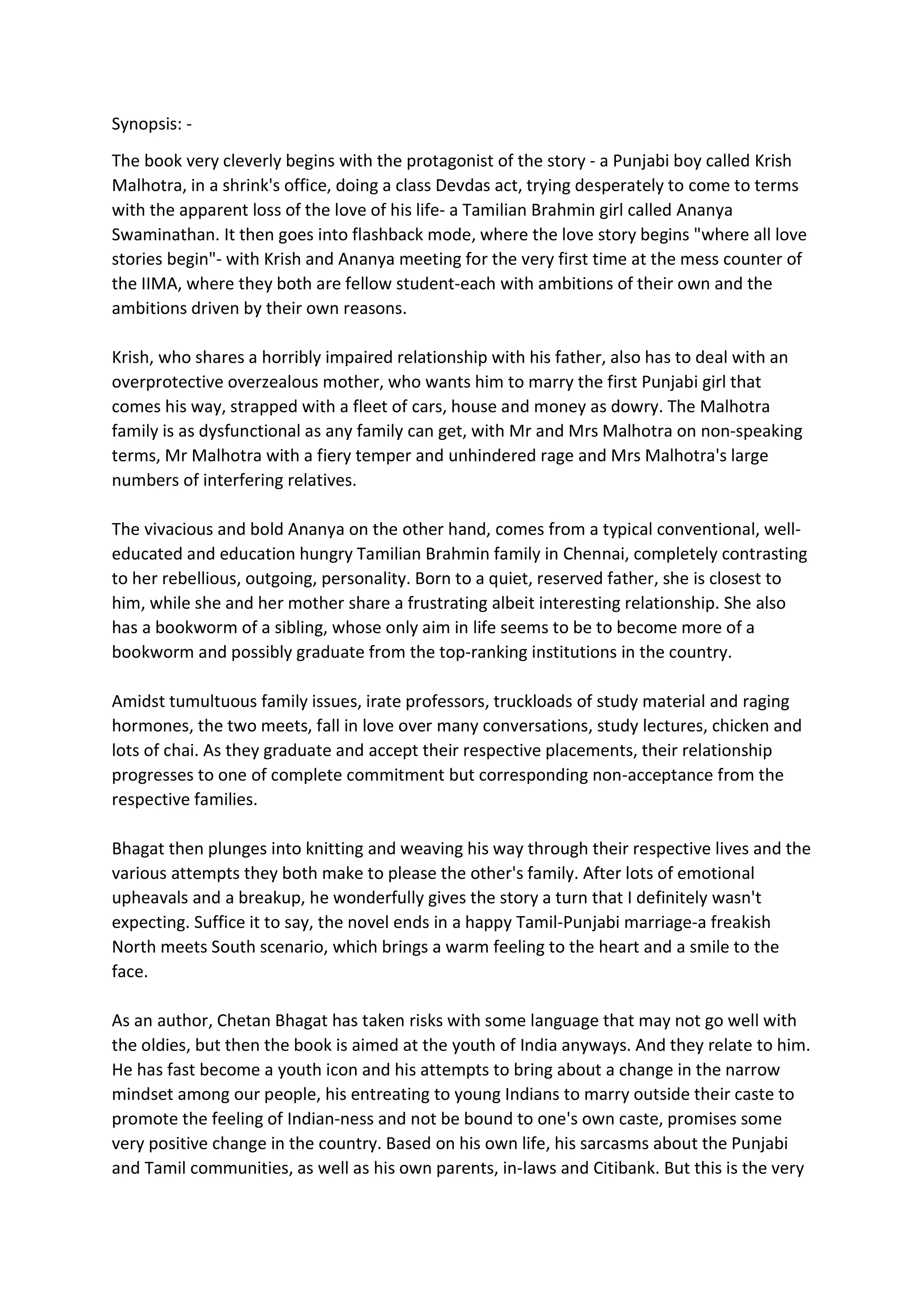 2 States Book Review | PDF