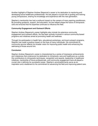 Stephen Andrew Stepaniuk’s Career Highlights_ Successes and ...
