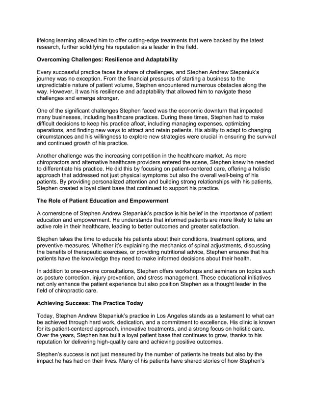 Stephen Andrew Stepaniuk_ The Journey of Building a Successful Practice ...