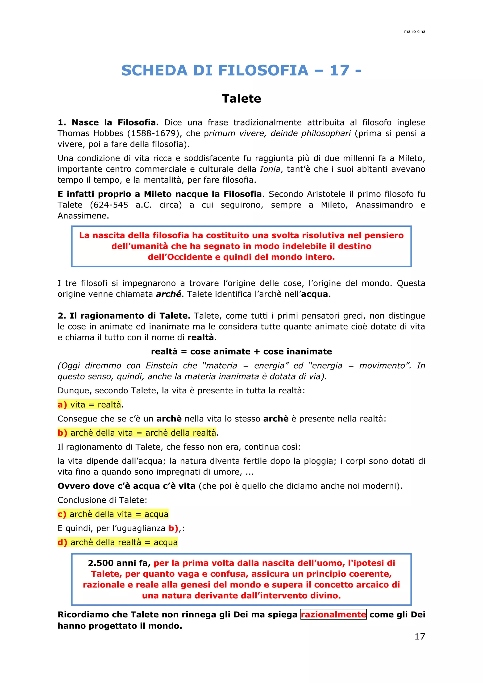 02. Storia della Filosofia. I presocratici | PDF