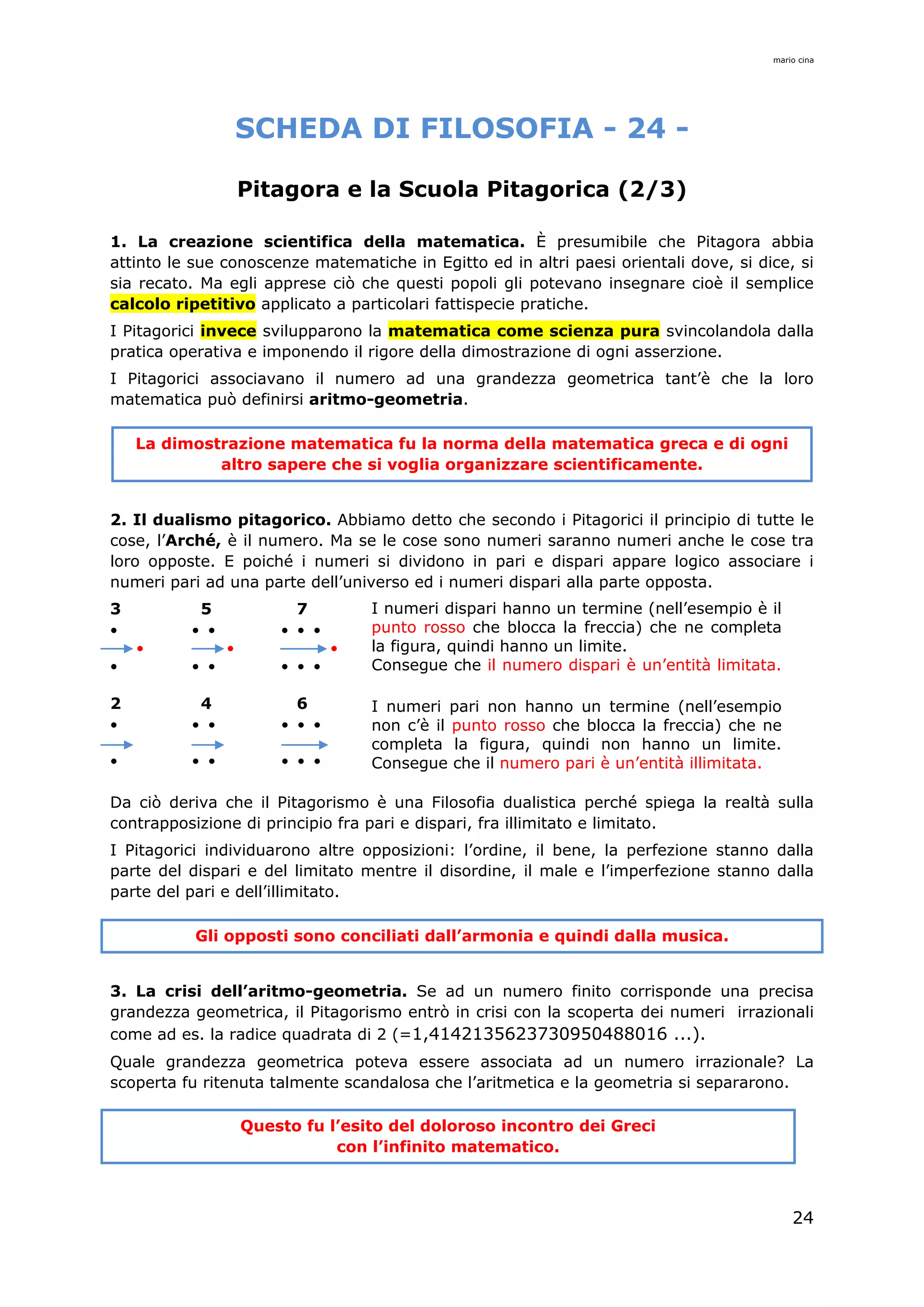 02. Storia della Filosofia. I presocratici | PDF