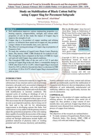 Study on Stabilization of Black Cotton Soil by using Copper Slag for ...