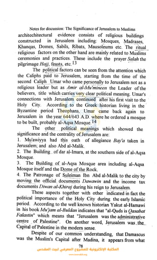 The Significance of Jerusalem to Muslims. | PDF