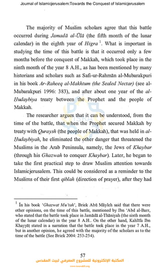 Towards the Conquest of Islamicjerusalem: The Three Main Practical ...