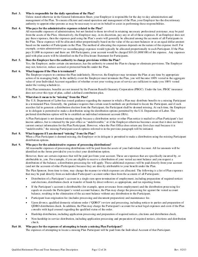 2 summary plan description