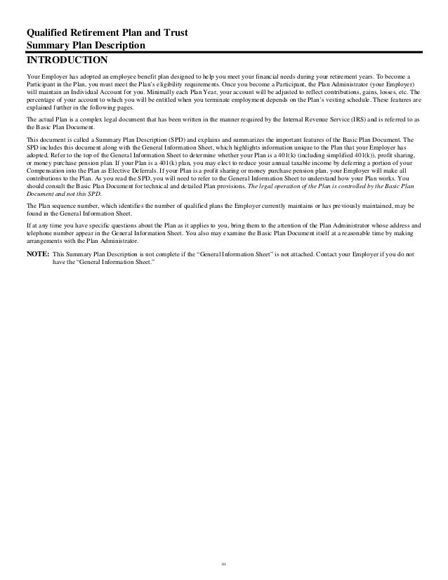 2 summary plan description