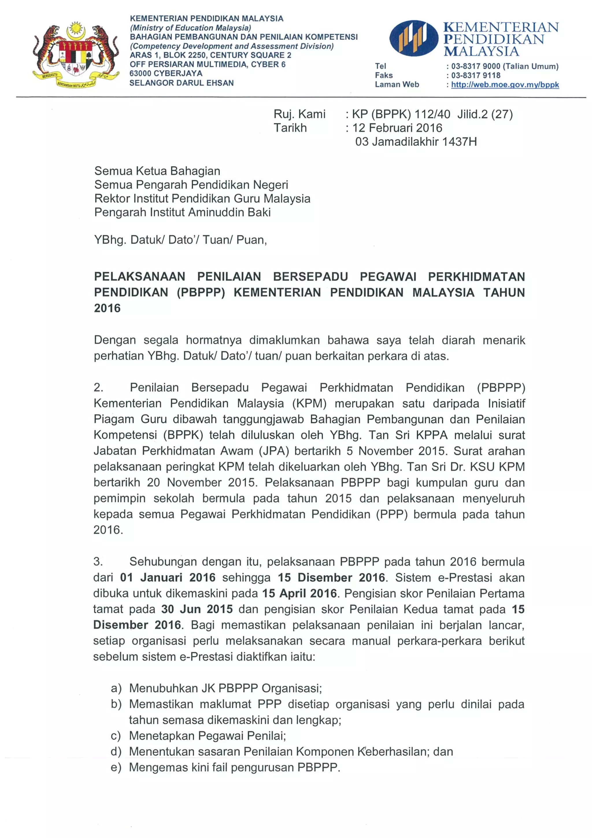 2 surat pelaksanaan pbppp | PDF