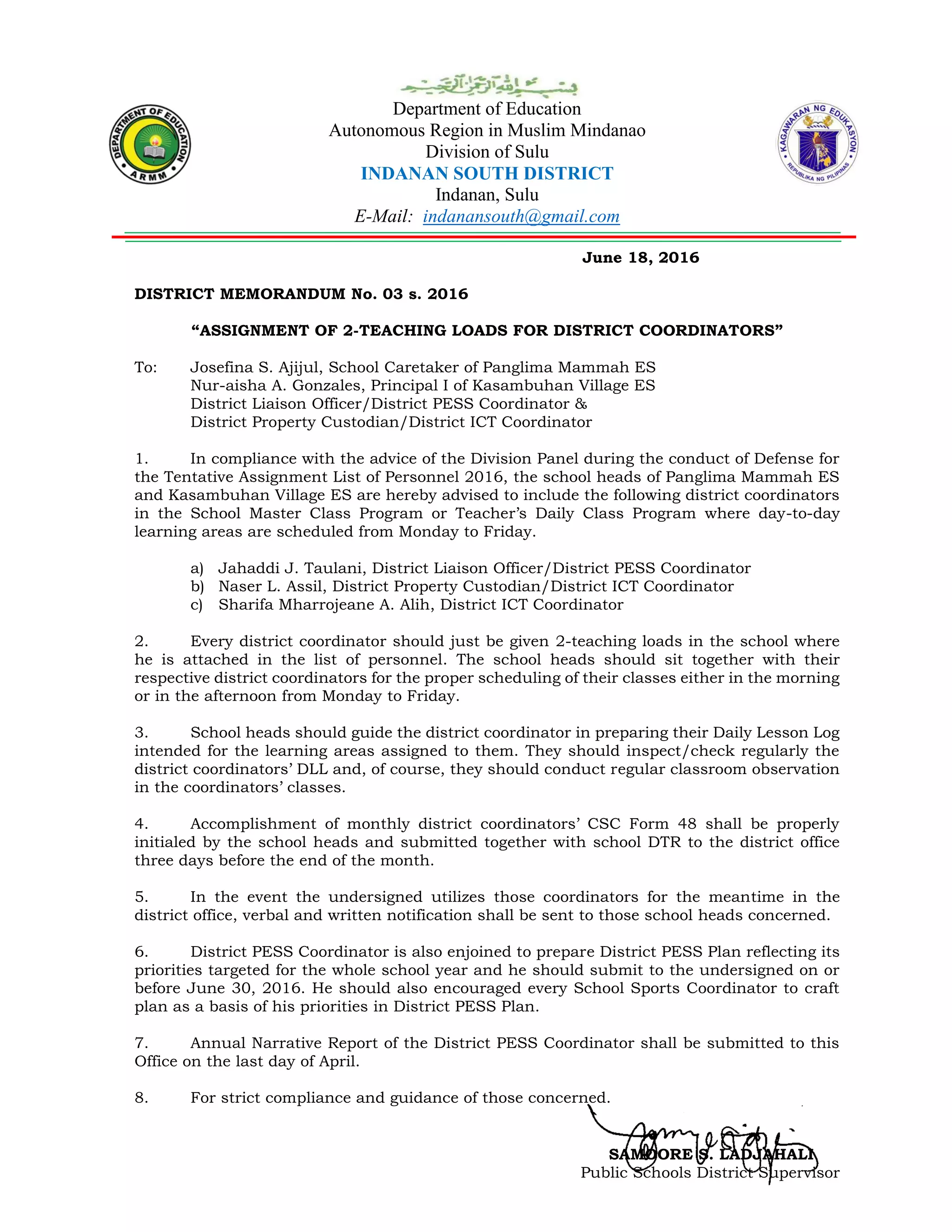 2 Teaching Loads for District Staff | PDF