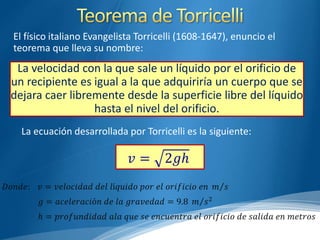 2. Teorema de Bernoulli y Teorema de Torricelli | PPTX