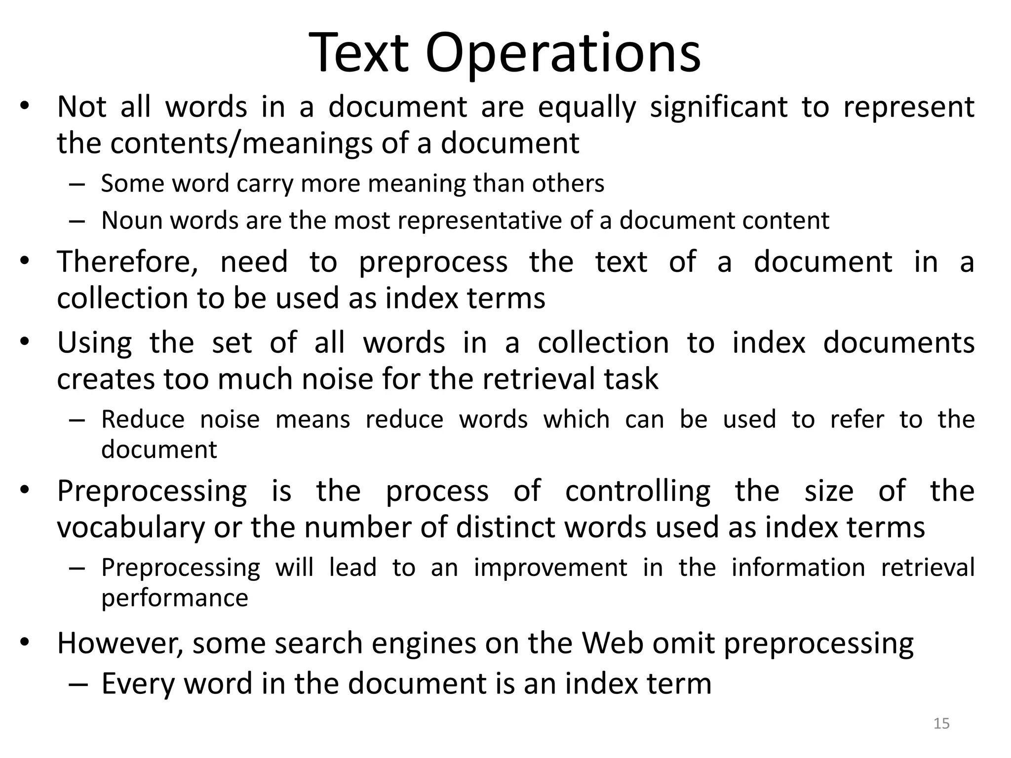 2_text operationinformation retrieval. ppt | PPT | Search | Internet