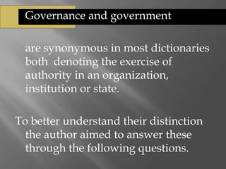 The Concept of Governance | PDF