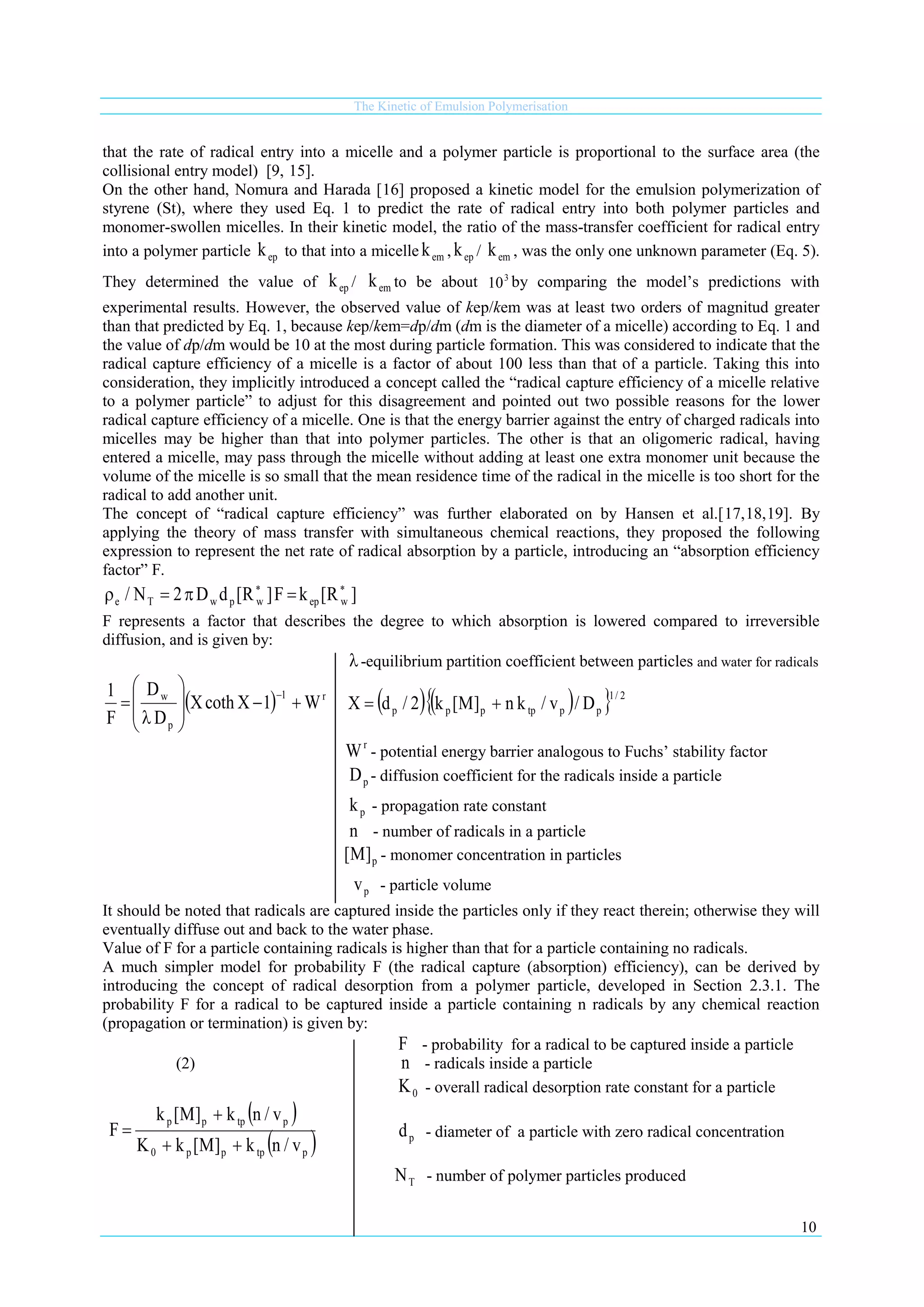 2 the kinetic of emulsion polymerisation | PDF