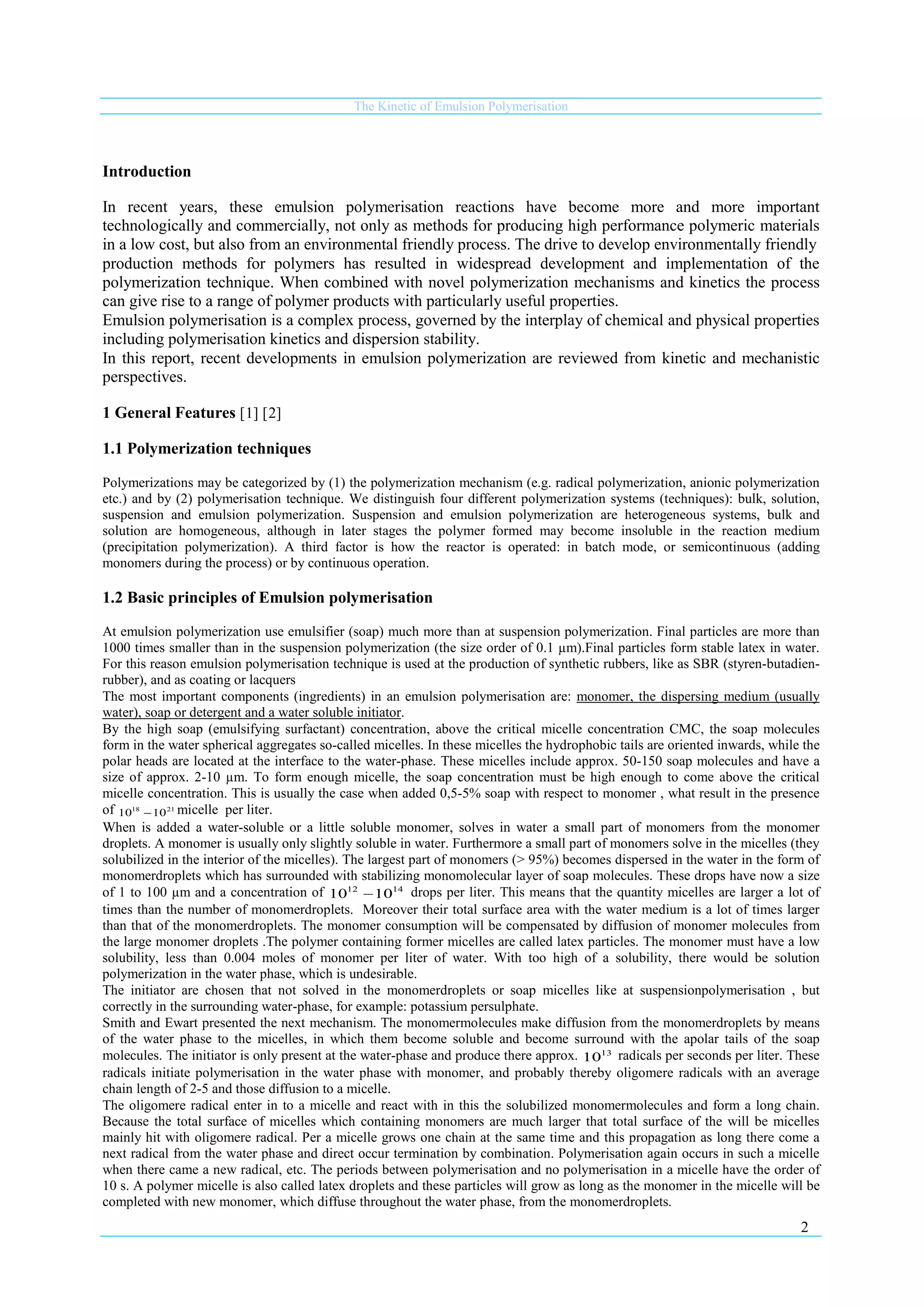 2 the kinetic of emulsion polymerisation | PDF