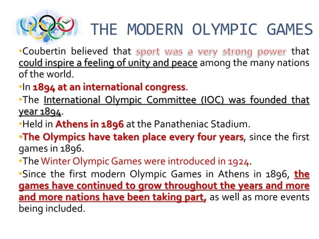 Modern Olympic Games | PPTX | Summer Olympic Sports | Olympic Sports