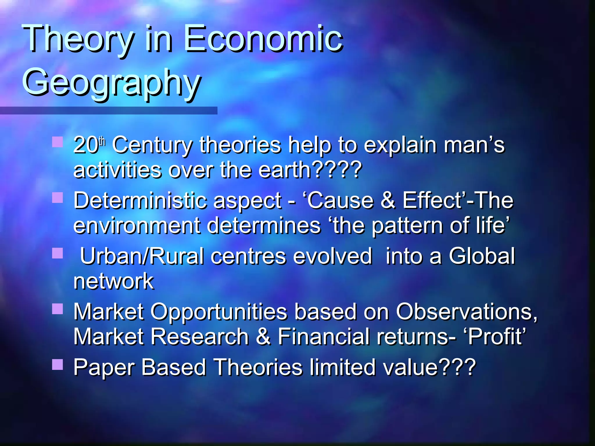Theories on international economic Geography | PPT