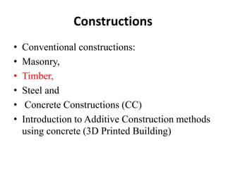Conventional construction of Timber | PPTX
