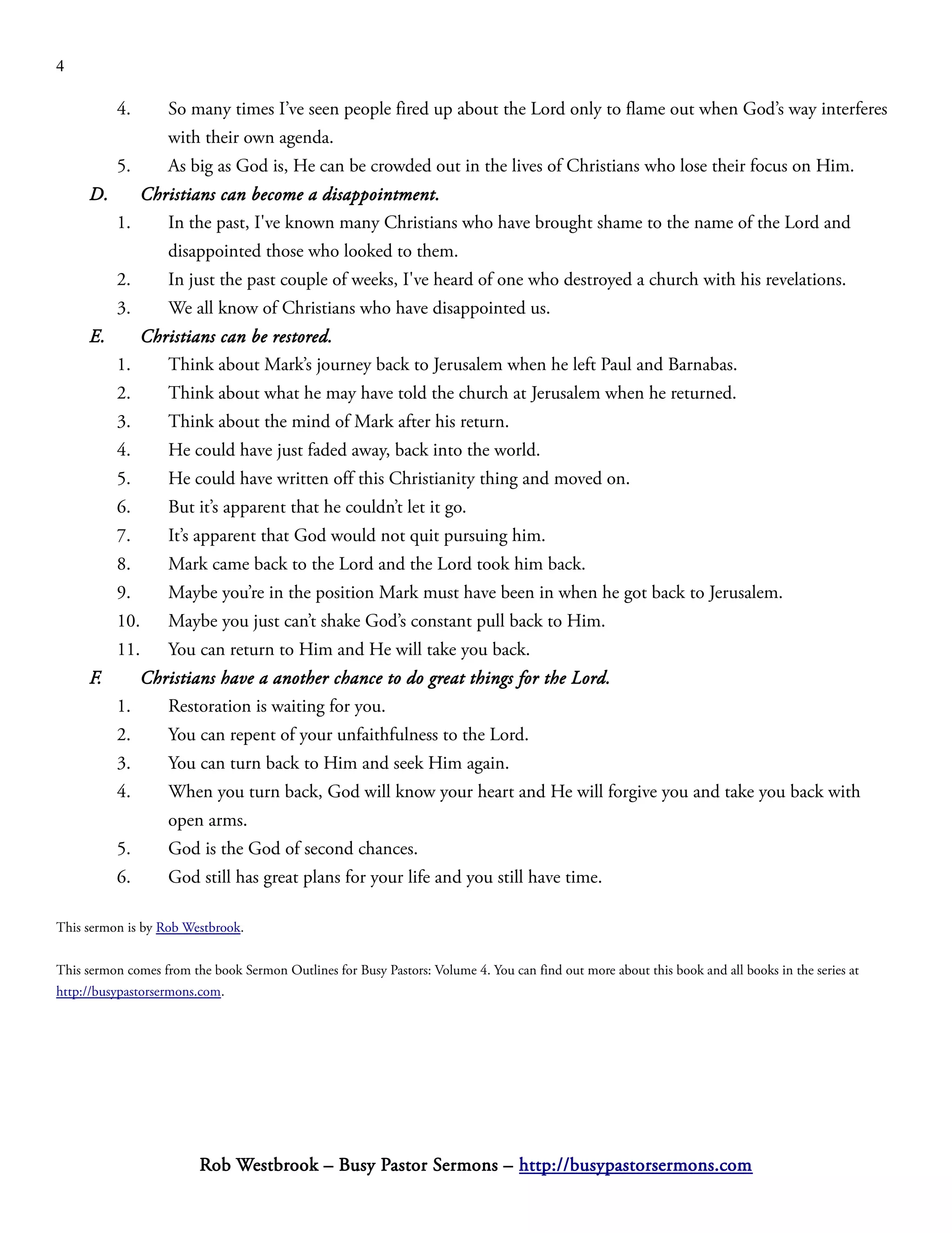 Free Sermon Outline: 2 Timothy 4:11 | PDF