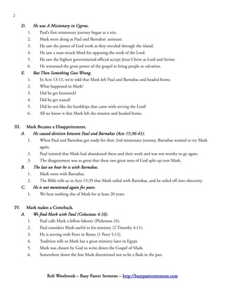 Free Sermon Outline: 2 Timothy 4:11 | PDF