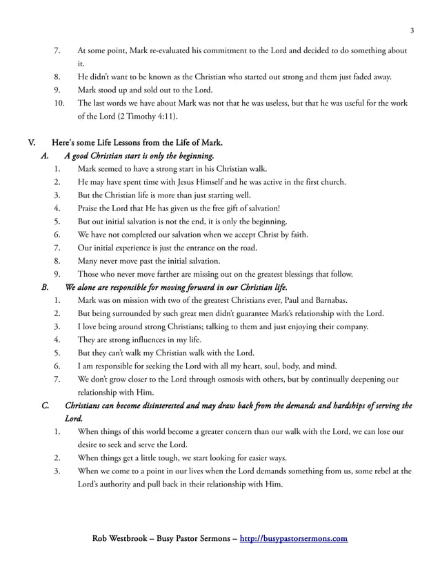 Free Sermon Outline: 2 Timothy 4:11 | PDF | Religion & Spirituality