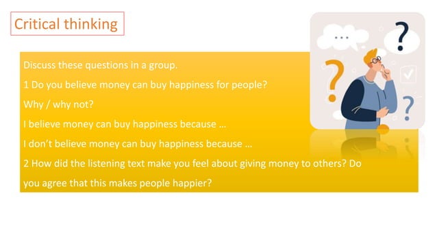 Speaking topic about money and organisation | PPT | Free Download