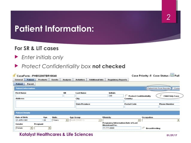 Argus Patient Screen Tab Training - Katalyst HLS | PPT | Medical Tests ...