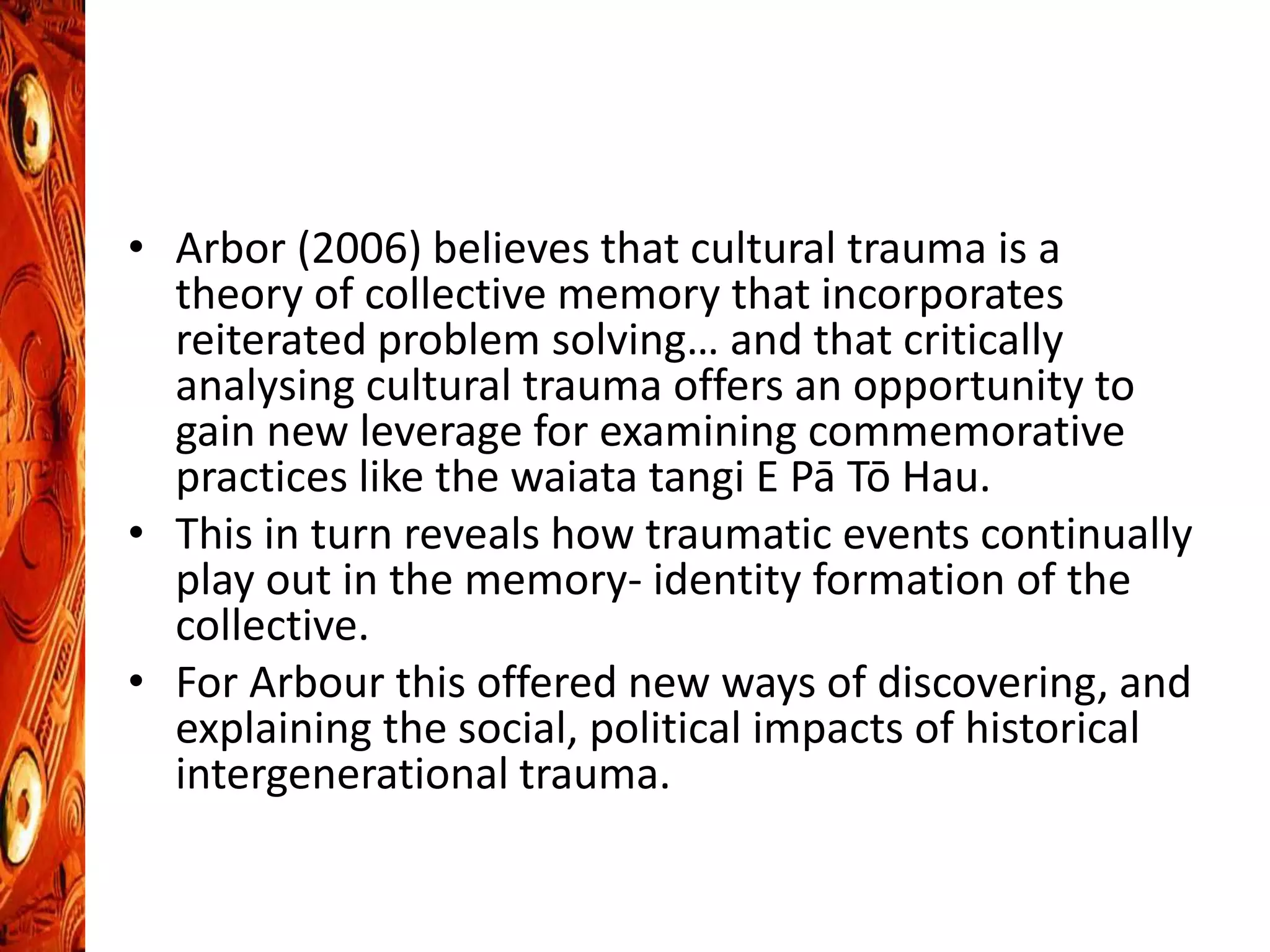Transforming Māori experiences of Historical Intergenerational Trauma ...