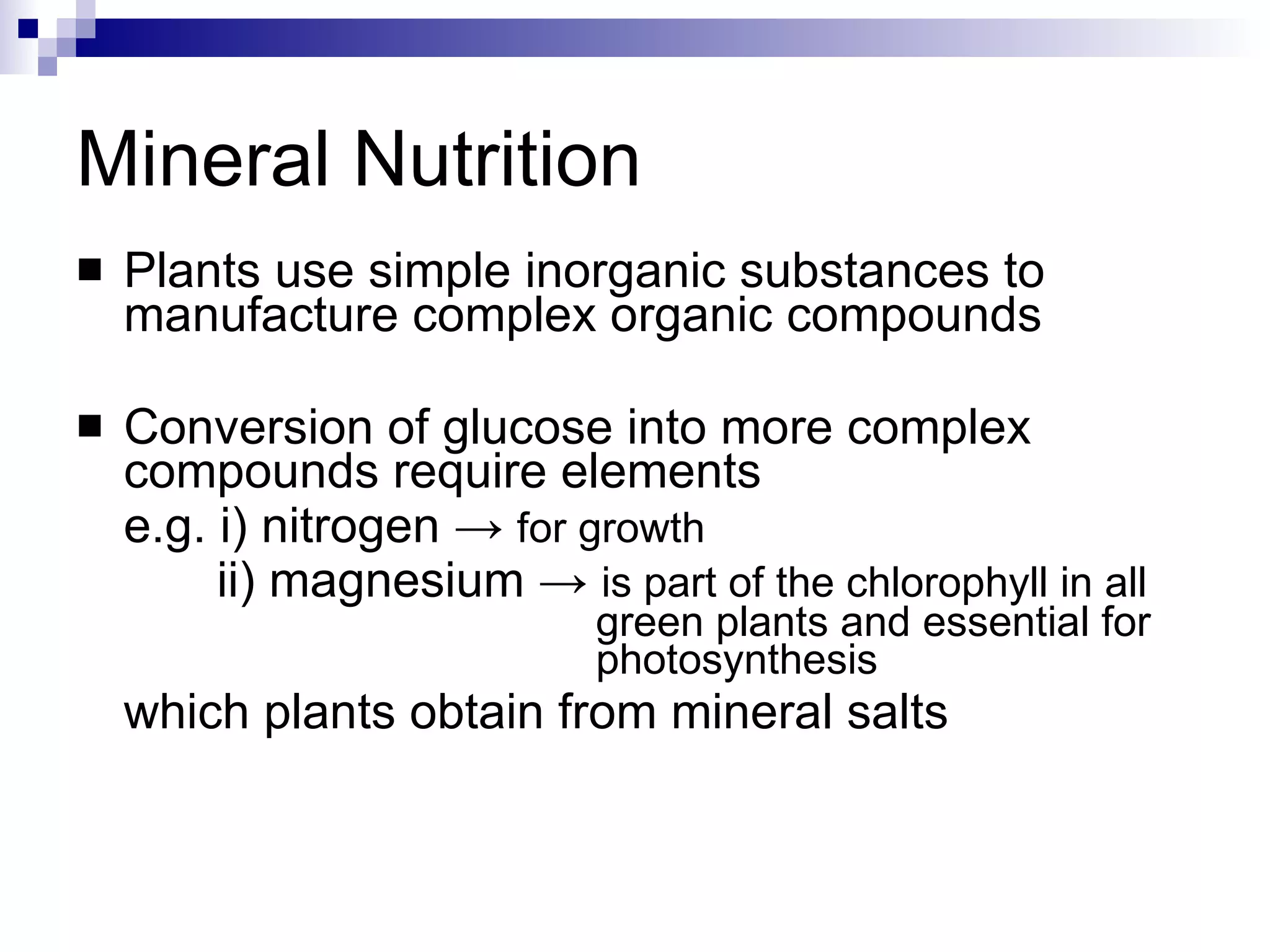 Chapter 7 Nutrition in Plants Lesson 2 - Transport of water and mineral ...