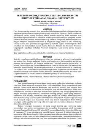 Pengaruh Income, Financial Attitude, dan Financial Behaviour terhadap Financial Satisfaction | PDF