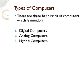 Types of Computer. powerpoint presentation | PPTX