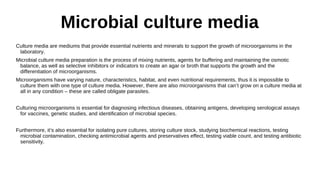 Types of culture media and culture techniques | PDF | Chemistry | Science