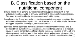 Types of culture media and culture techniques | PDF | Chemistry | Science