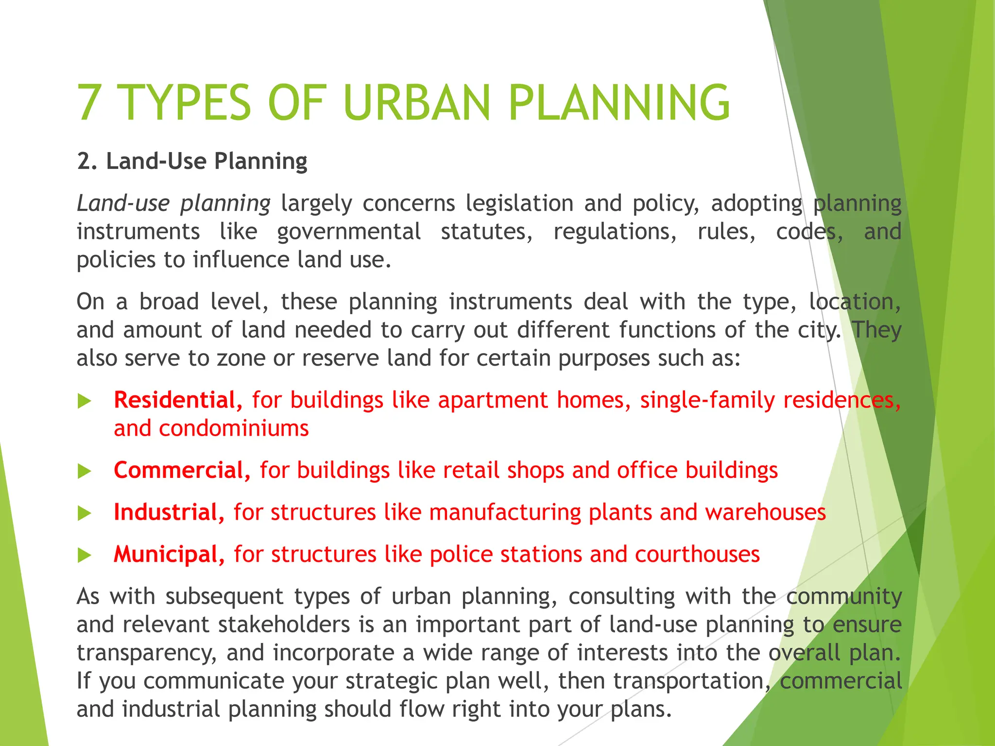 land use planning and development - types of urban planning | PPT