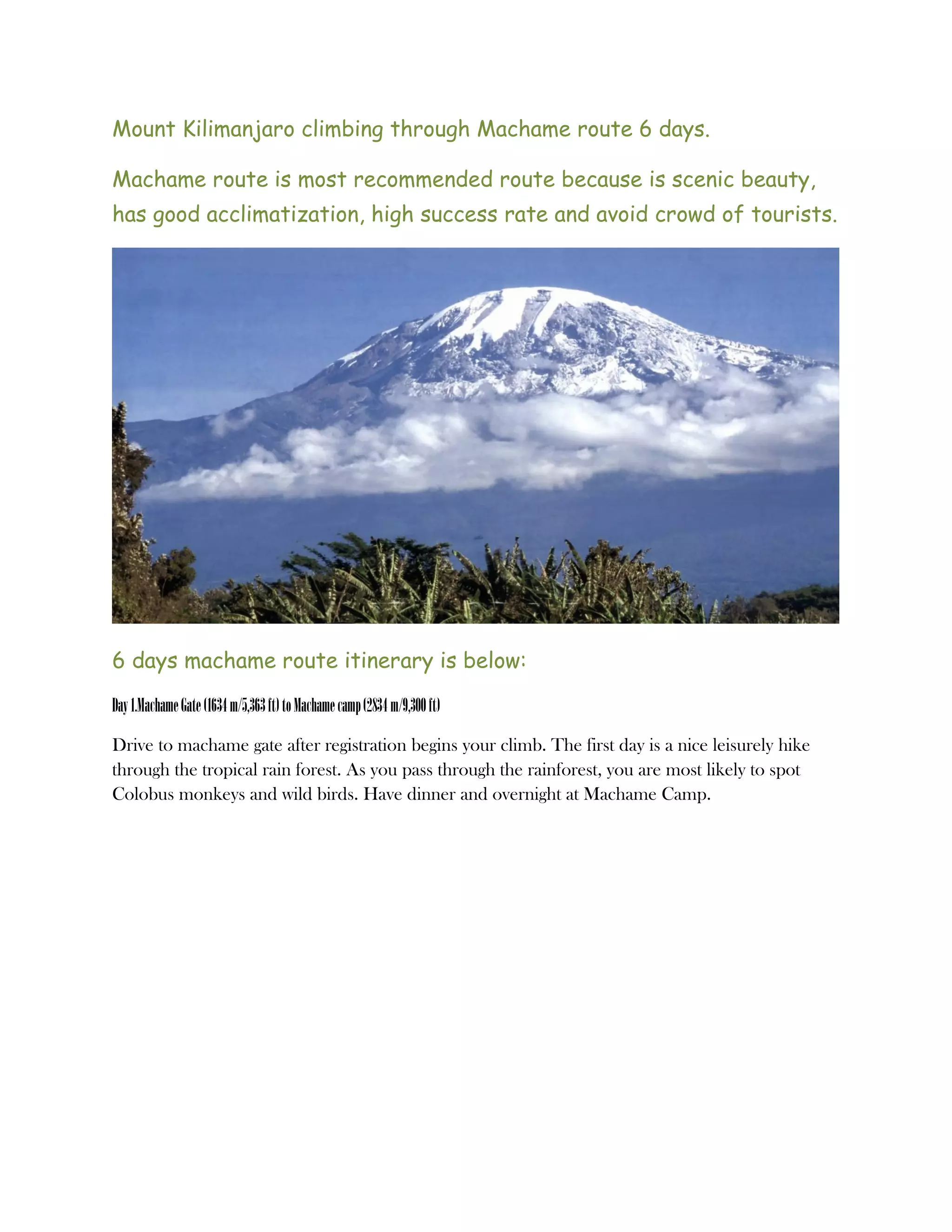 Kilimanjaro climb brochure | DOC