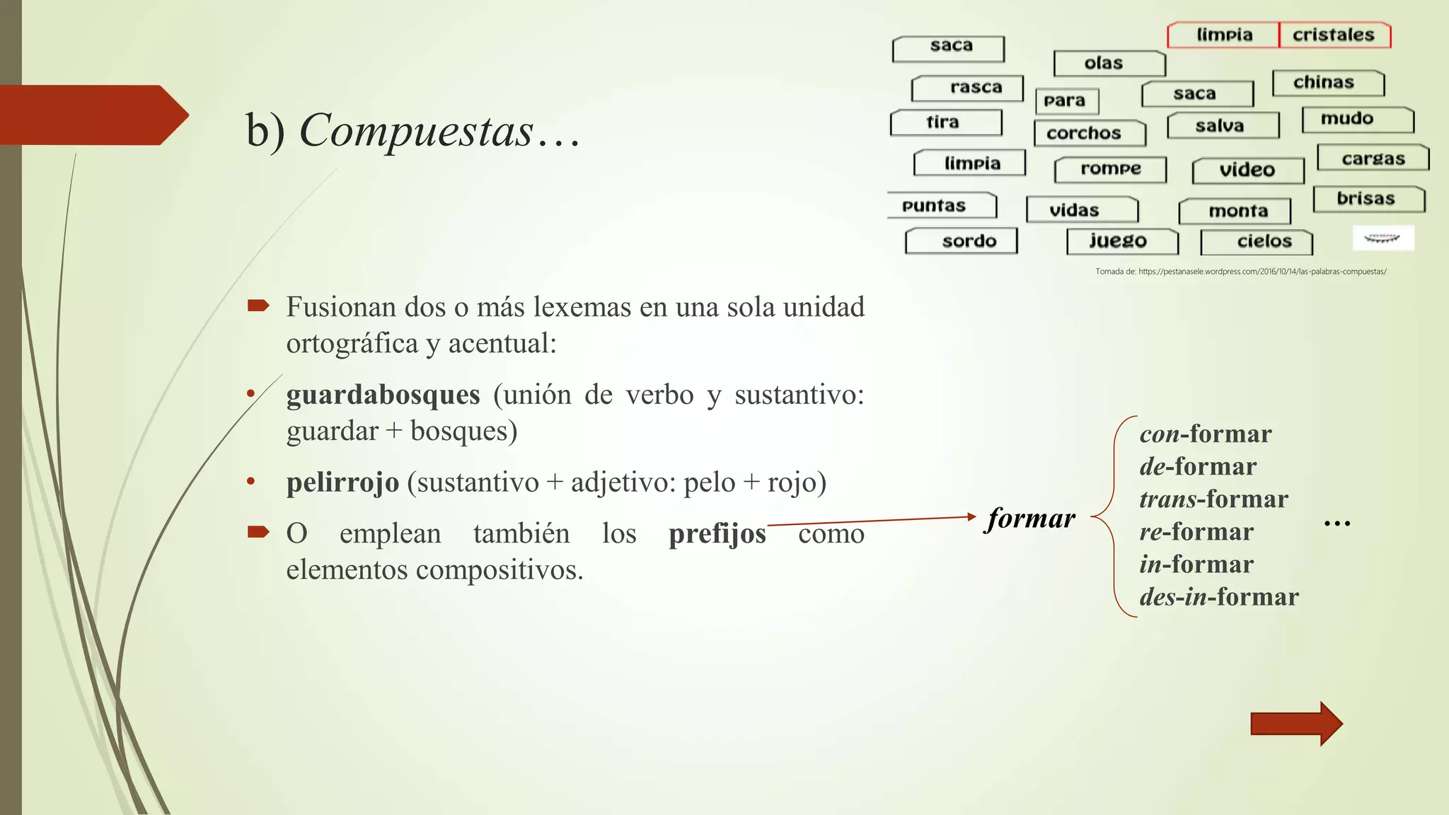 Clasificación de las palabras españolas: simples y compuestas. | PPT