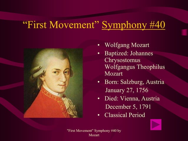 2nd Movement Symphony #40 Mozart | PPT