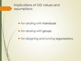 Values, Assumptions, and Beliefs in Organization Development | PDF
