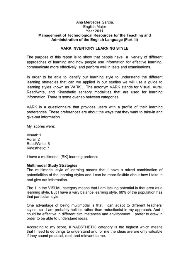2 vark inventory learning style | PDF | Education