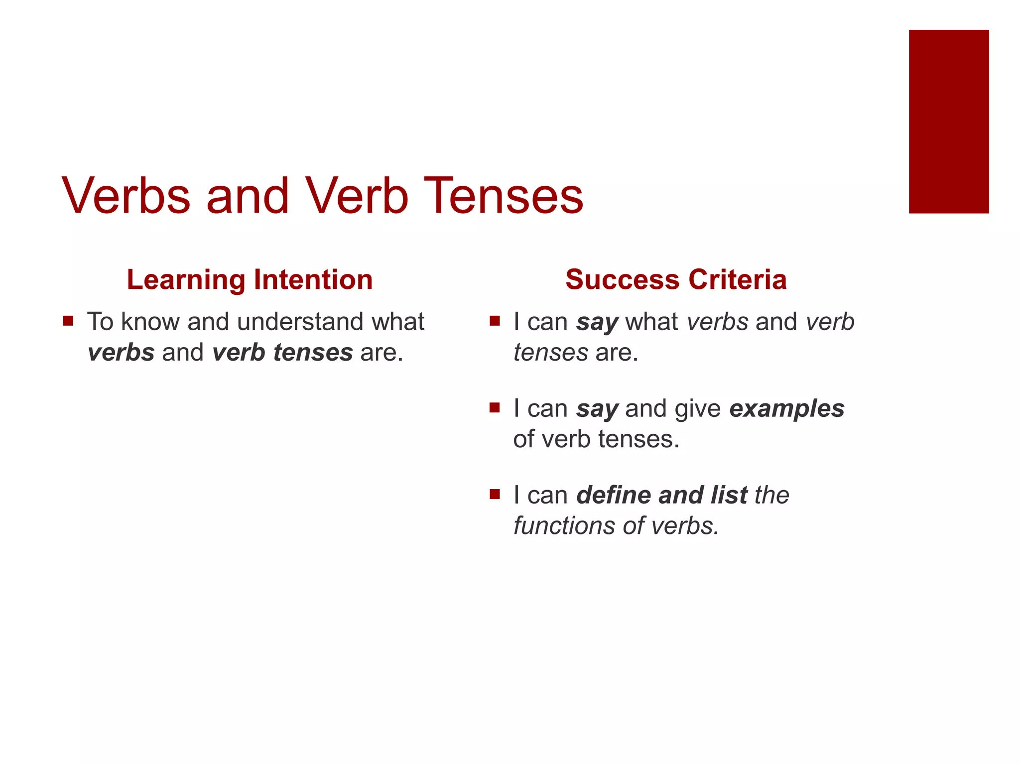 2 verbs and verb tenses | PPTX