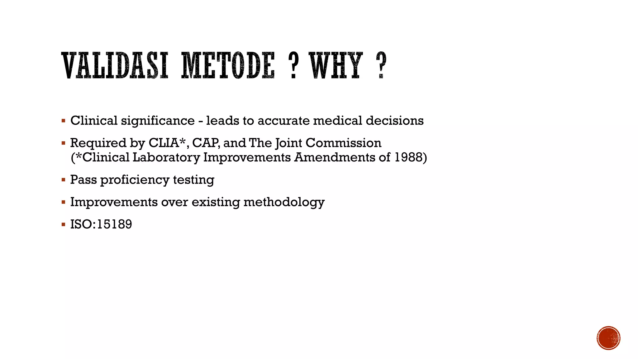 Verifikasi dan Validasi Metode Pemeriksaan Laboratorium Klinik Bagian 1 | PDF