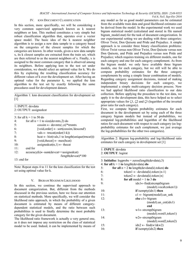 Textual Document Categorization using Bigram Maximum Likelihood and KNN | PDF | Computer ...